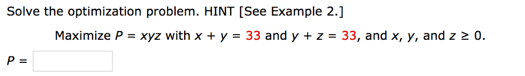 Solved Solve the optimization problem. HINT [See Example 2.] | Chegg.com