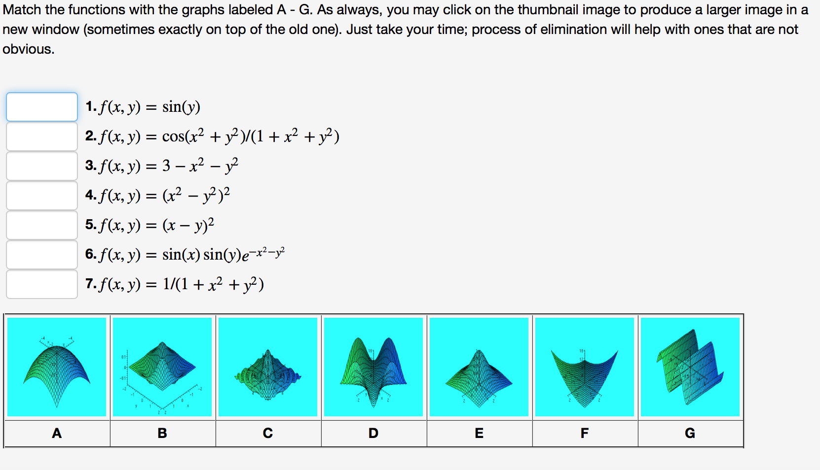 Solved Match the functions with the graphs labeled A - G. As | Chegg.com