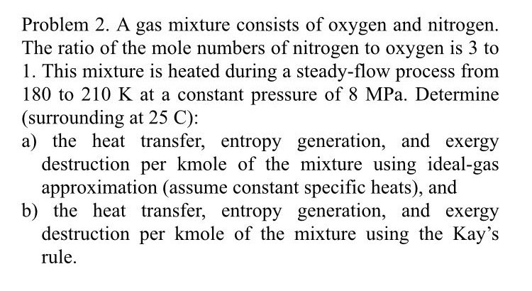 Solved A gas mixture consists of oxygen and nitrogen. The | Chegg.com