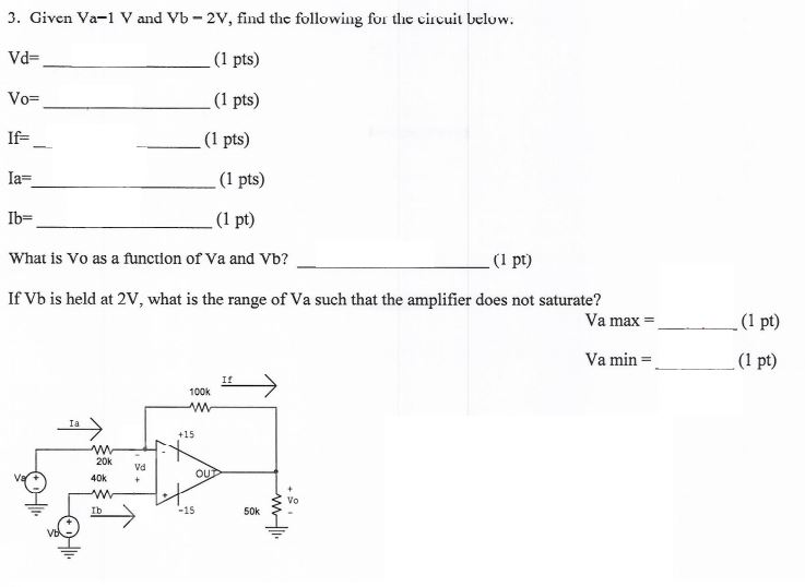 Solved 3. Given Va-1 V and Vb - 2V, find the following for | Chegg.com