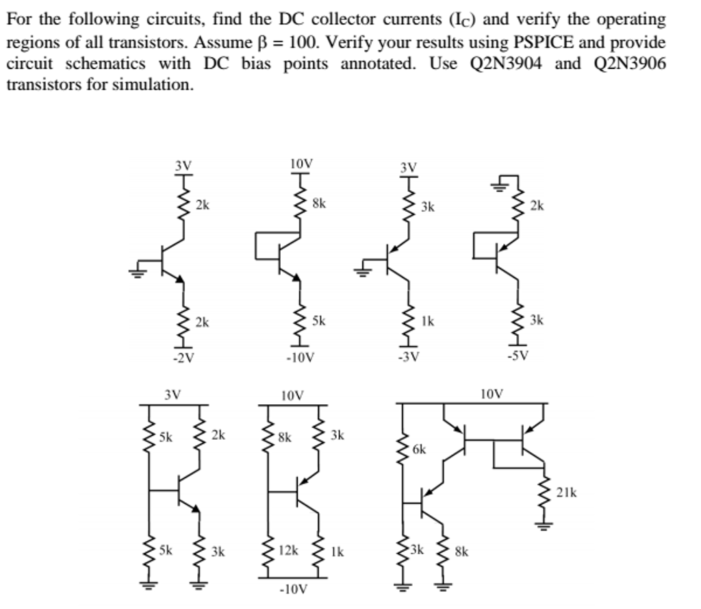 Solved For the following circuits, find the DC collector | Chegg.com