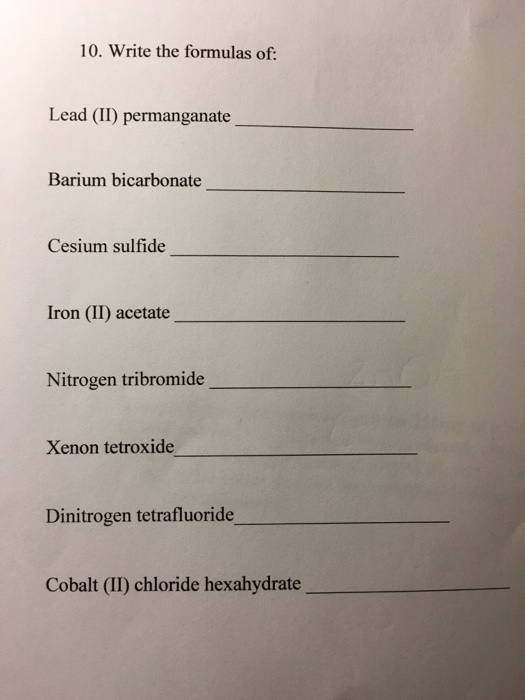 Solved Write the formulas of: Lead(II) permanganate Barium | Chegg.com