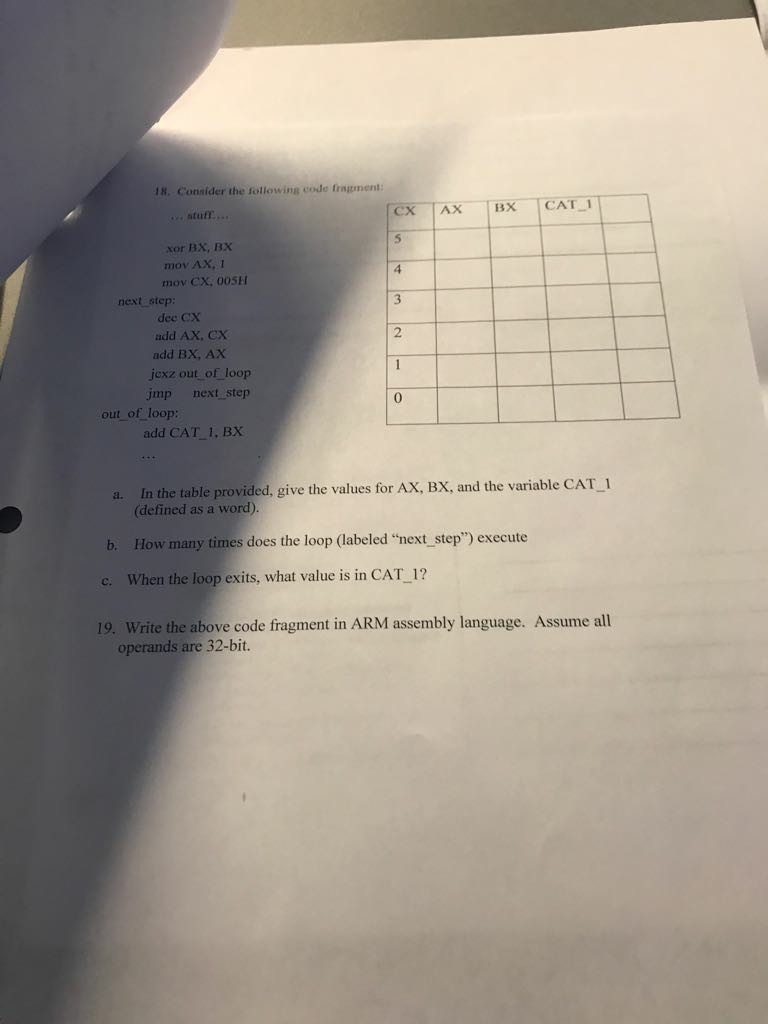 Solved Consider the following code fragment: .. stuff .. | Chegg.com