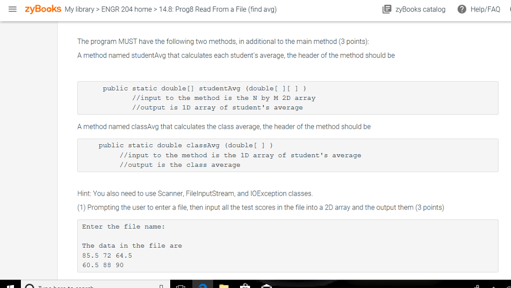 Solved zyBooks My library> ENGR 204 home > 14.8: Prog8 Read | Chegg.com