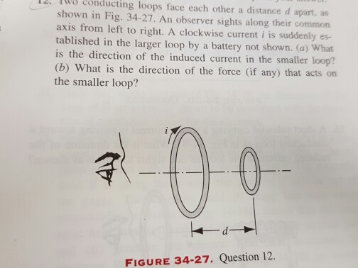 Solved Two conducting loops face each other a distance d | Chegg.com