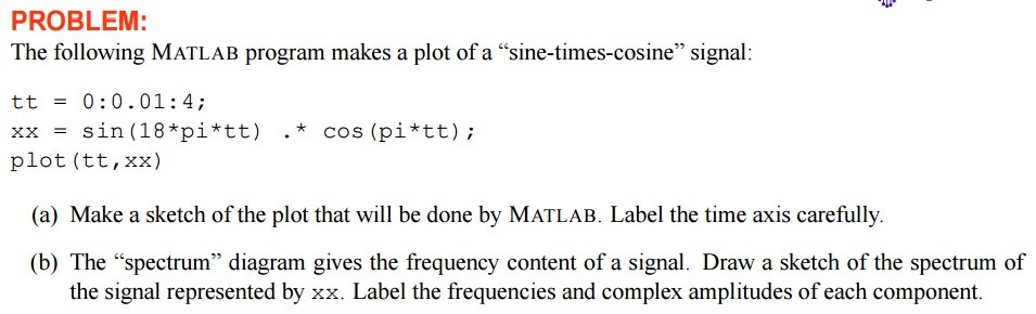 Solved The following Matlab program makes a plot of a | Chegg.com