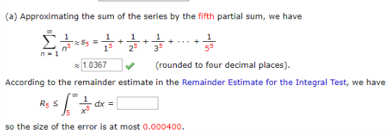 Solved (a) Approximating the sum of the series by the fifth | Chegg.com