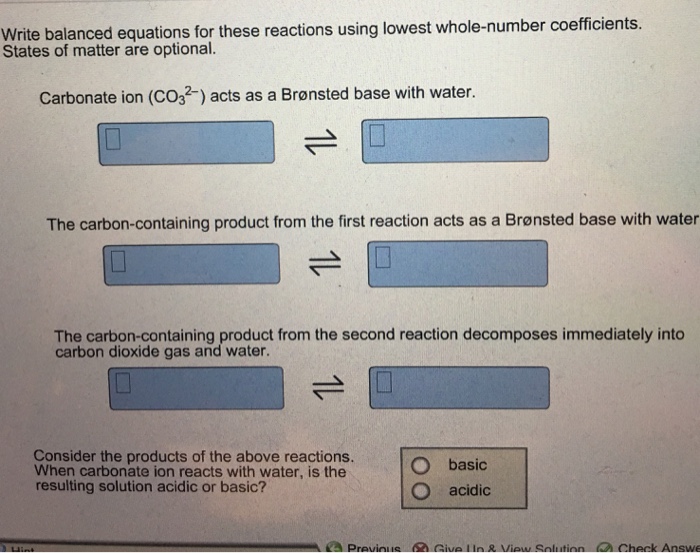 Solved Write Balanced Equations For These Reactions Using