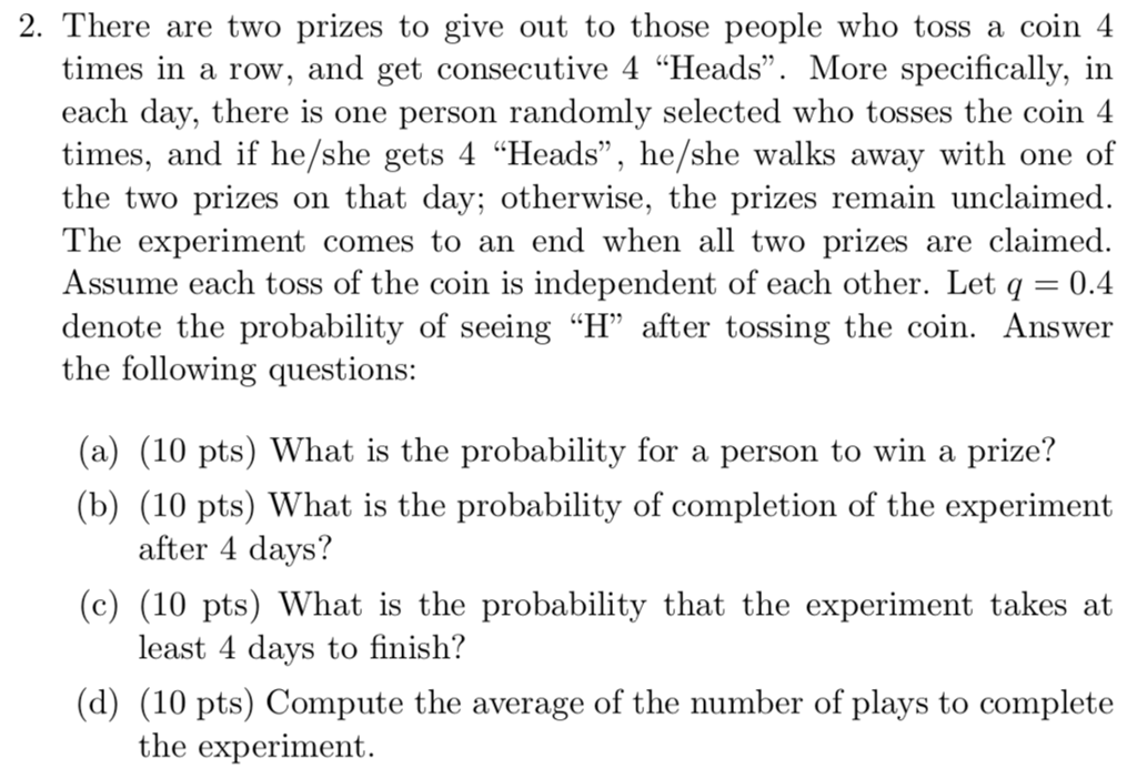 Solved 2. There are two prizes to give out to those people | Chegg.com