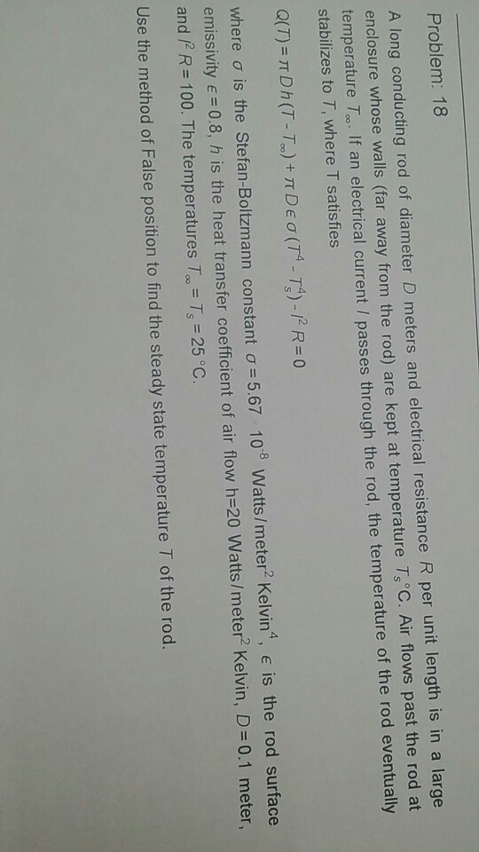 Solved Problem: 18 A long conducting rod of diameter D | Chegg.com