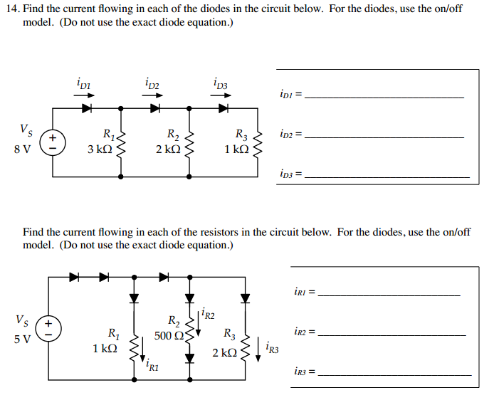 Solved Find the current flowing in each of the diodes in the | Chegg.com