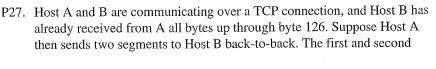 Solved P27. Host A and B are communicating over a TCP | Chegg.com
