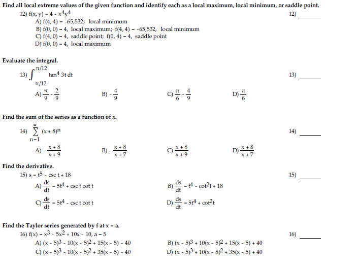 Solved Find all local extreme values of the given function | Chegg.com Solved Find all local extreme values of the given function | Chegg.com