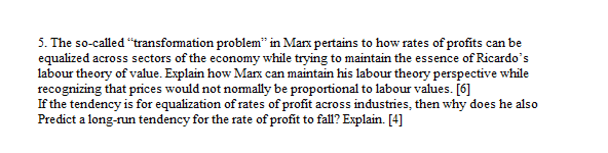 Solved The so-called "transformation problem" in Marx | Chegg.com