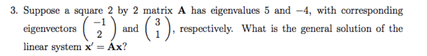Solved Suppose a square 2 by 2 matrix A has eigenvalues 5 | Chegg.com