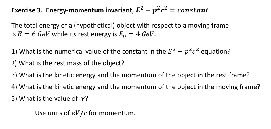 Solved Energy-momentum invariant, E^2 - p^2c^2 = constant. | Chegg.com