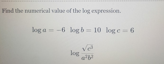 Solved Find the numerical value of the log expression. log | Chegg.com