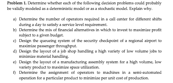 Solved Determine whether each of the following decision | Chegg.com