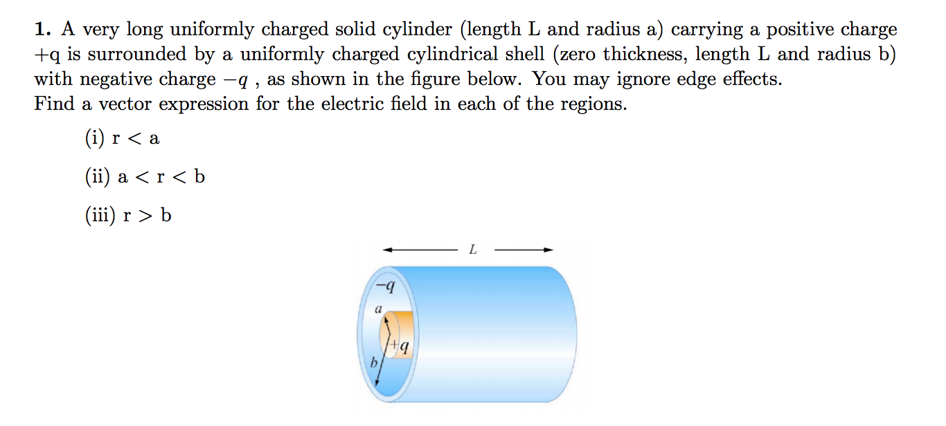 Solved A very long uniformly charged solid cylinder (length | Chegg.com