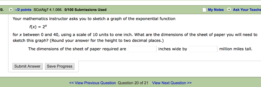 Solved ?. -/2 points scolAlg7 4.1.066. 0/100 submissions | Chegg.com