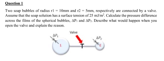 Solved Two soap bubbles of radius r1 = 10mm and r2 = 5mm, | Chegg.com