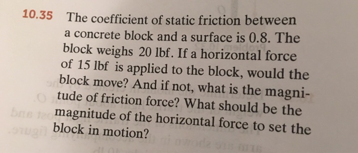 Solved The coefficient of static friction between a concrete | Chegg.com