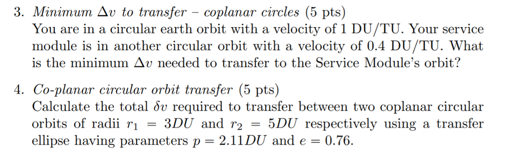 Solved 3. Minimum Av to transfer - coplanar circles (5 pts | Chegg.com
