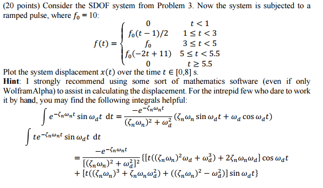 Solved Consider the SDOF system from Problem 3. Now the | Chegg.com