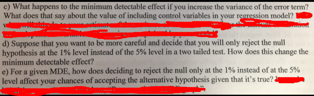 Solved What happens to the minimum detectable effect if you | Chegg.com