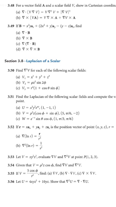 Solved For a vector field A and a scalar field V_1 show in | Chegg.com
