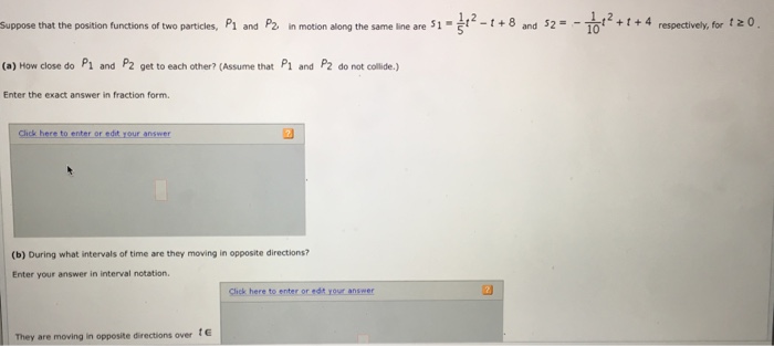 Solved Suppose that the position functions of two particles, | Chegg.com