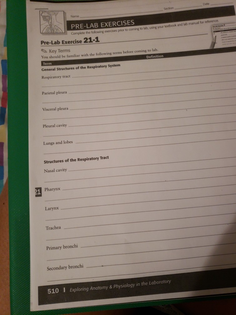 Solved Date Section Name PRE-LAB EXERCISES Complete the | Chegg.com