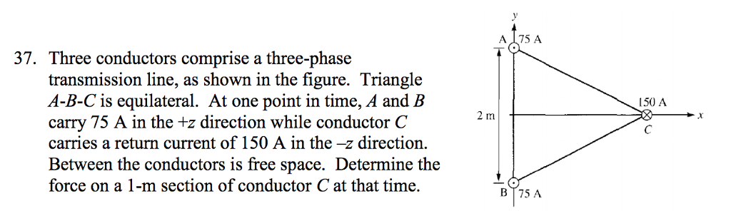 Solved 37. Three conductors comprise a three-phase | Chegg.com