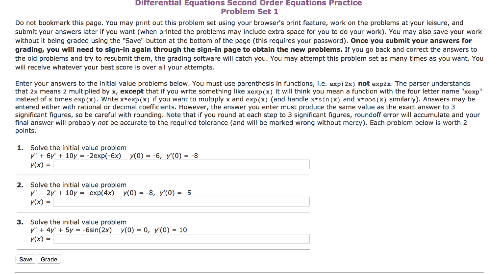 Solved Differential Equations Second Order Equations