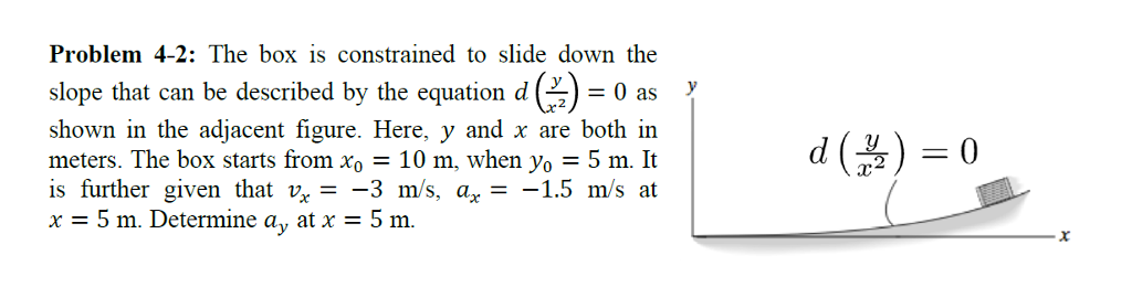 Solved Problem 4-2: The box is constrained to slide down the | Chegg.com