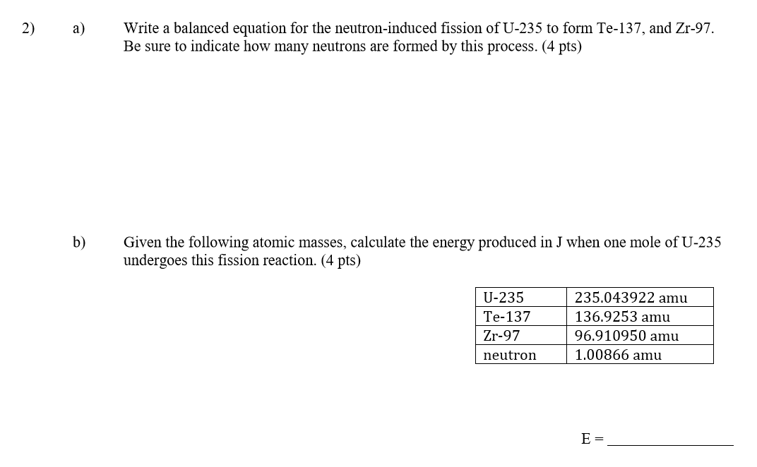 Solved Write a balanced equation for the neutron-induced | Chegg.com