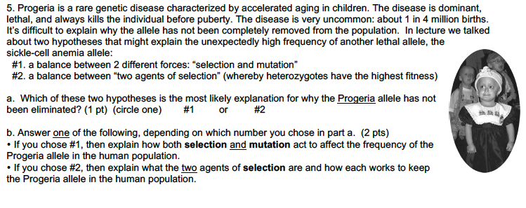 Solved Progeria is a rare genetic disease characterized by | Chegg.com
