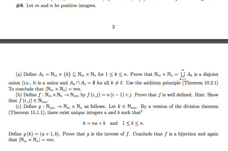 Solved #8. Let m and n be positive integers. (a) Define | Chegg.com