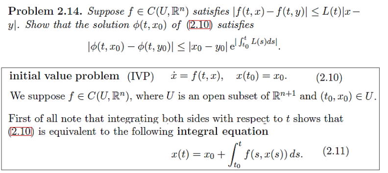 Solved Suppose f elementof C(U, R^n) satisfies |f(t, x) - | Chegg.com