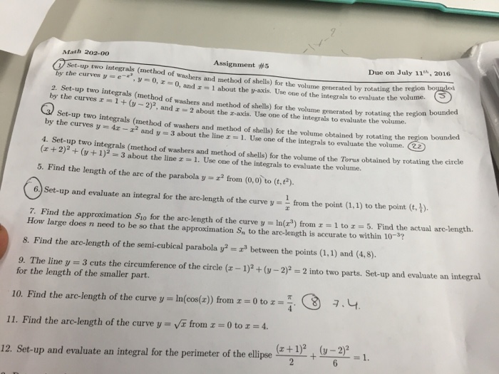 Solved Set-up two integrals (method of washers and method of | Chegg.com