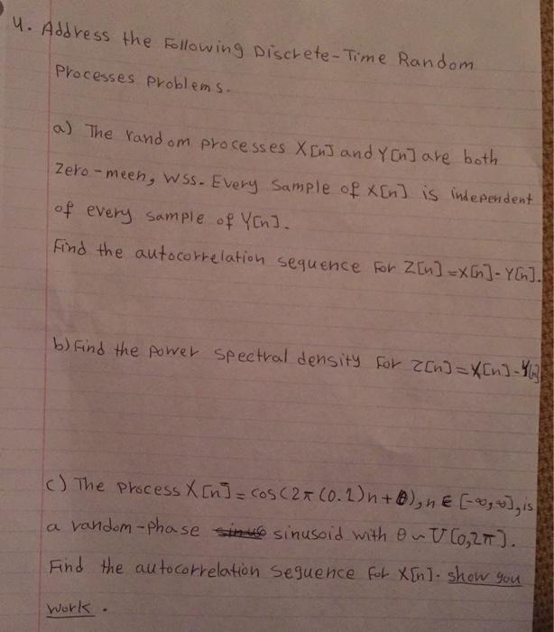 4. Address the following Discrete-Time Random | Chegg.com