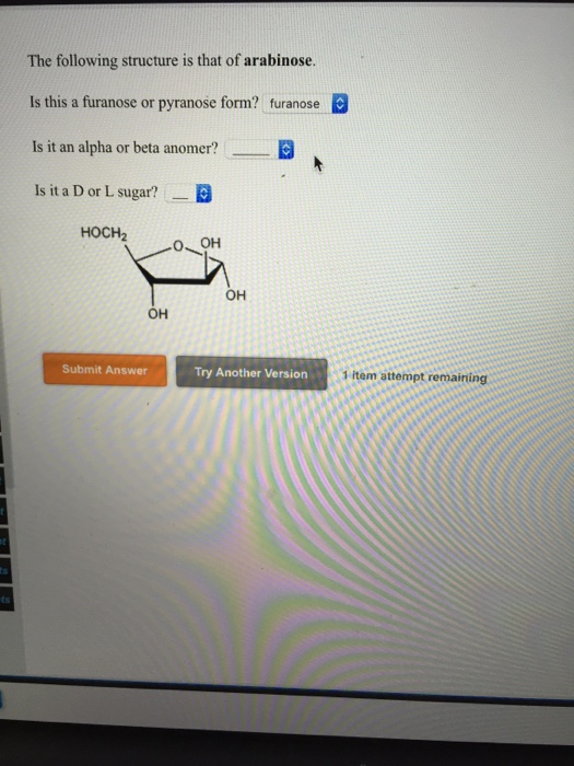 Solved The following structure is that of arabinose. Is this | Chegg.com