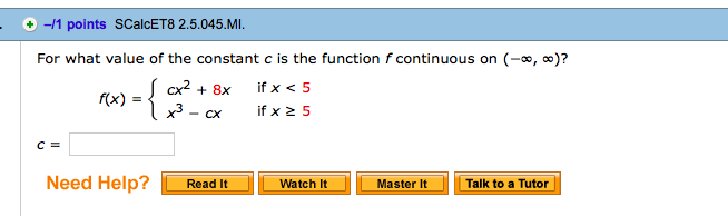 Solved For what value of the constant c is the function f | Chegg.com