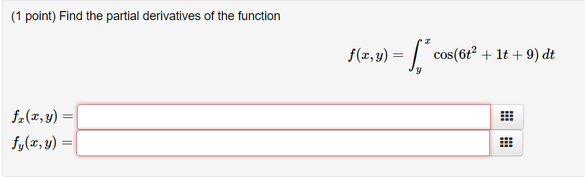 Solved (1 point) Find the partial derivatives of the | Chegg.com