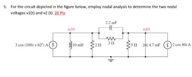Solved For the circuit depicted in the figure below, employ | Chegg.com