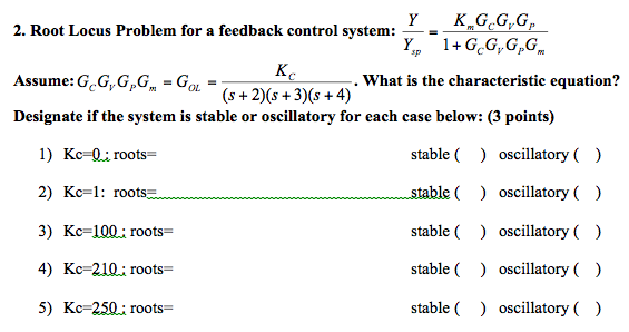 Solved Root Locus Problem for a feedback control system: | Chegg.com