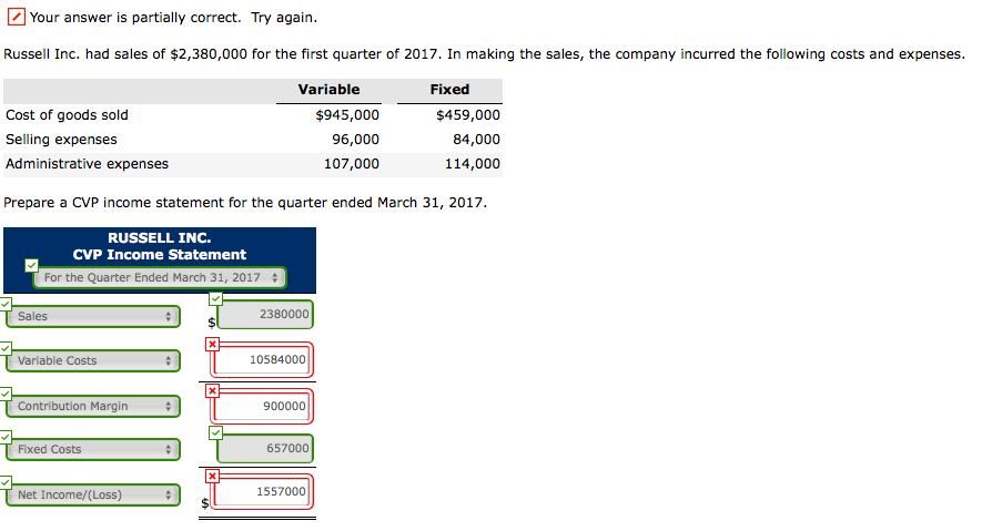 Solved Your answer is partially correct. Try again. Russell | Chegg.com
