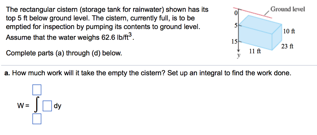 Solved Ground level The rectangular cistern (storage tank | Chegg.com