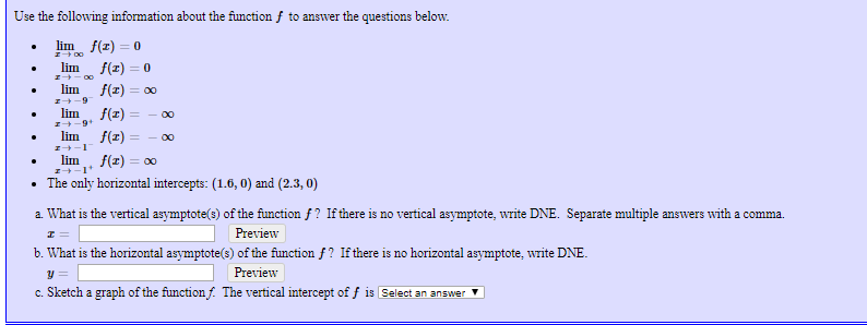 Solved Use the following information about the function fto | Chegg.com