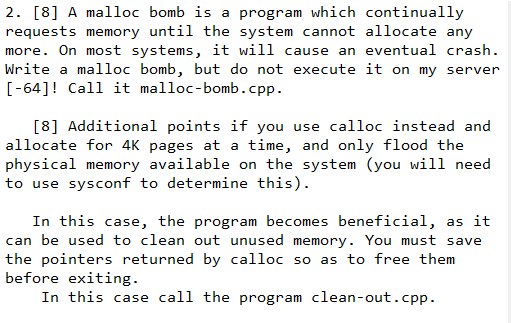 Solved A malloc bomb is a program which continually requests | Chegg.com